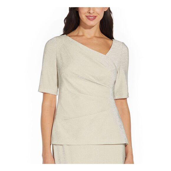 Adrianna Papell | Tops | Nwt Adrianna Papell Womens Beige Short Sleeve ...